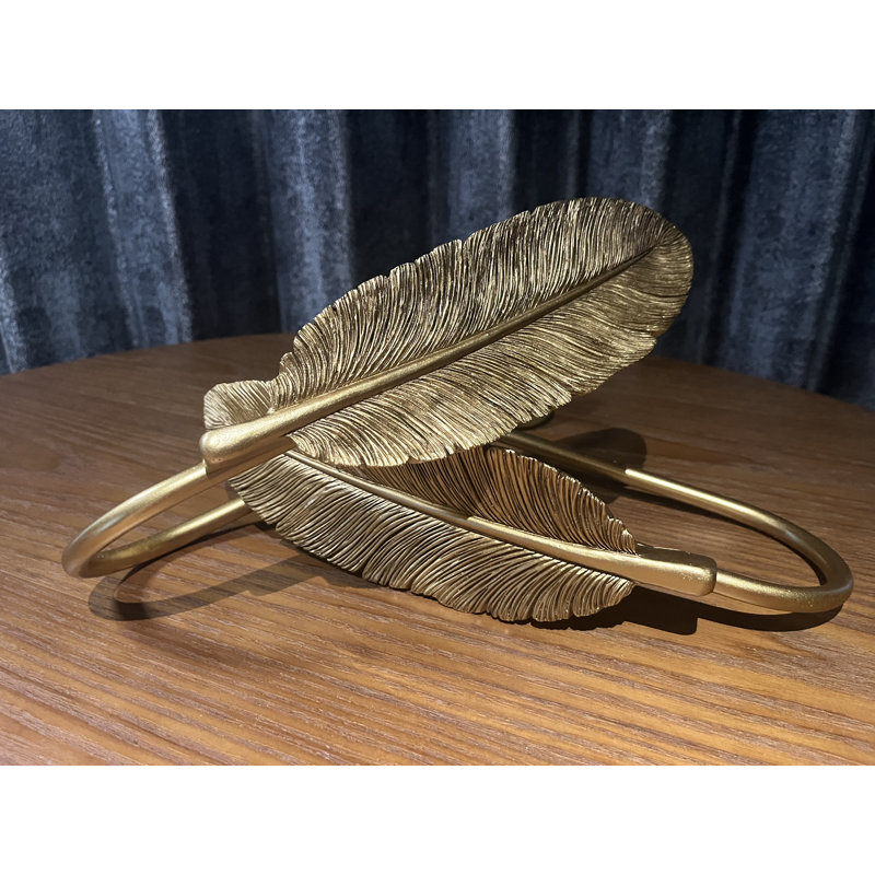 House of Hampton® Light and Spirited Metallic Gold Feather Tiebacks set ...