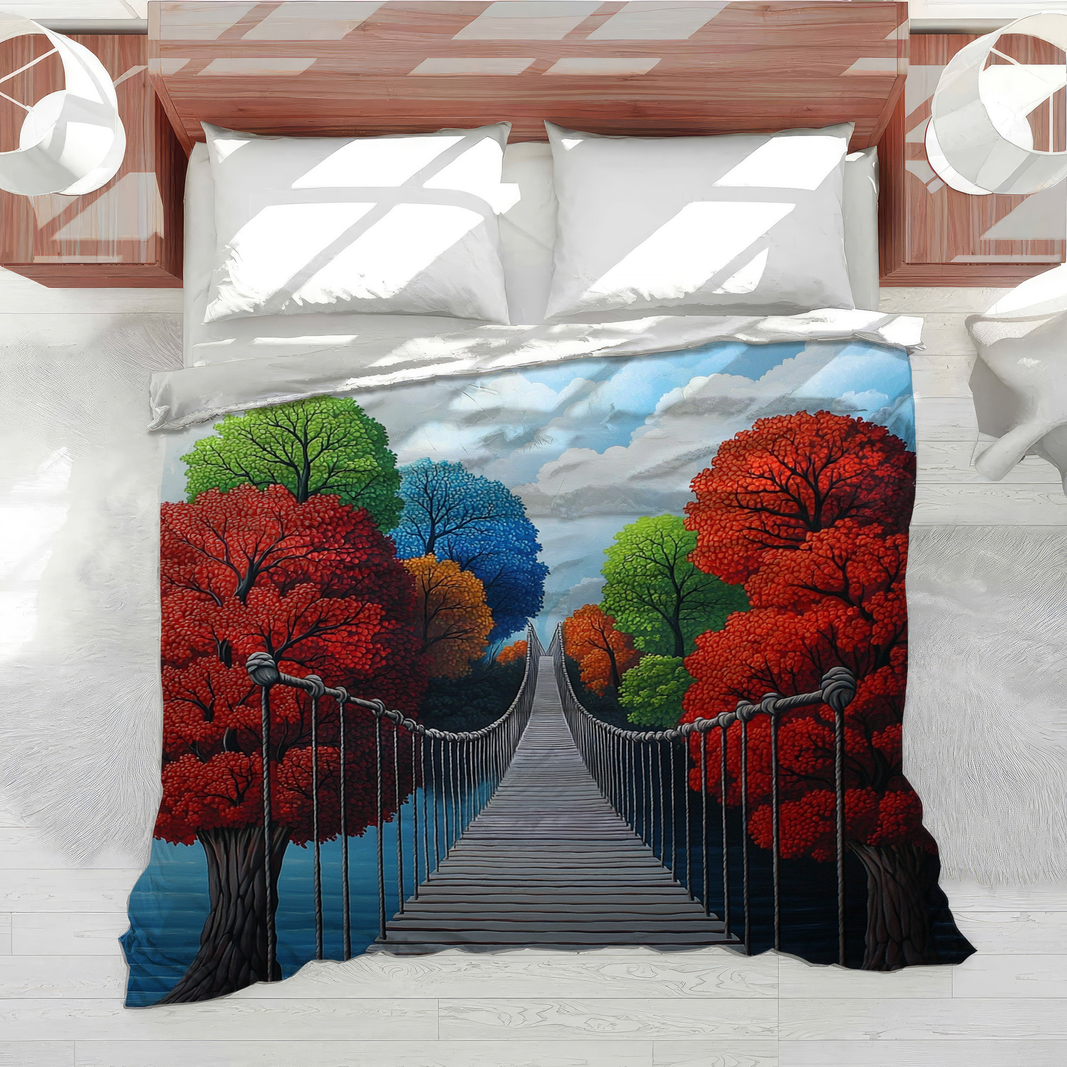 VisionDecor Suspension Bridge Bedding Scenic Comforter Industrial | Wayfair