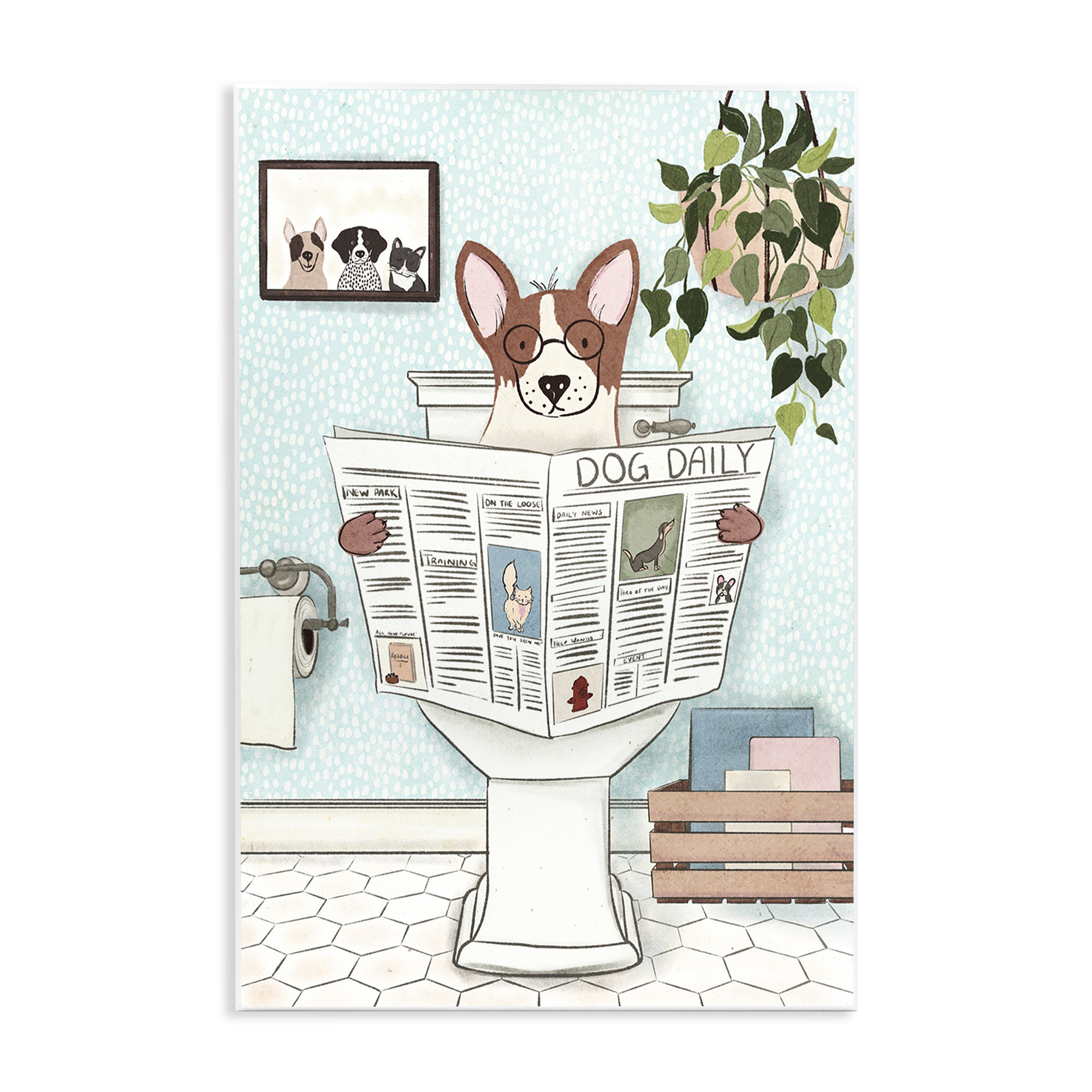 Ophelia & Co. Pup with Newspaper Wall Plaque Art by JJ Design House ...