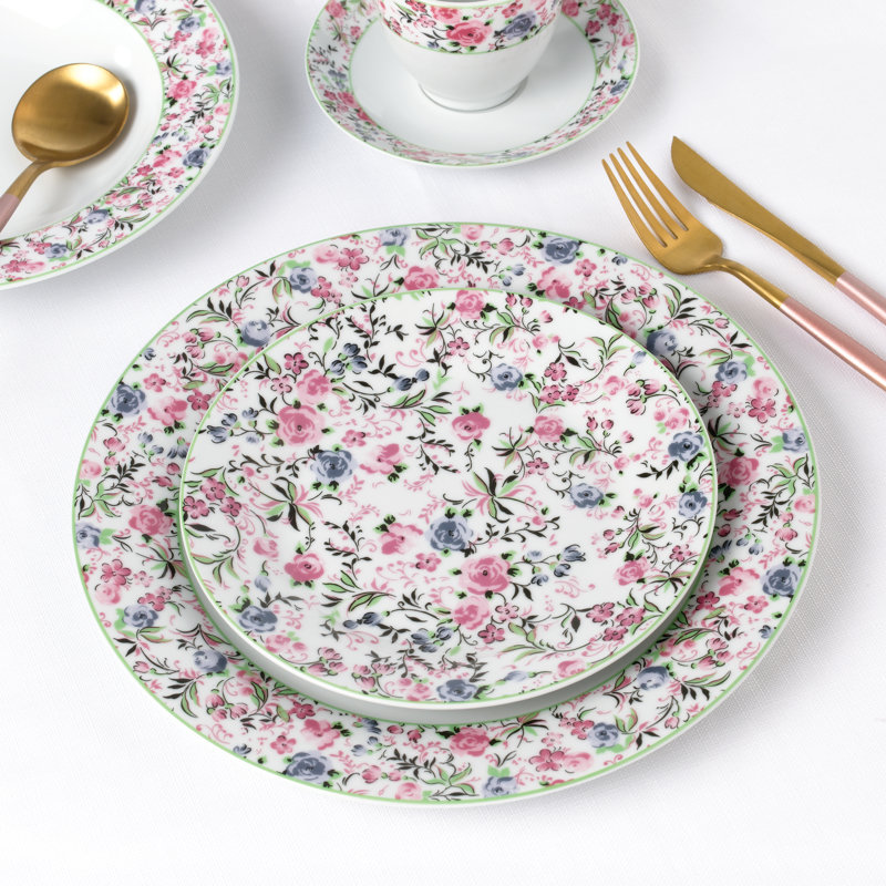 Waterside Bloomsbury Floral 35 Piece Dinnerware Set & Reviews | Wayfair ...
