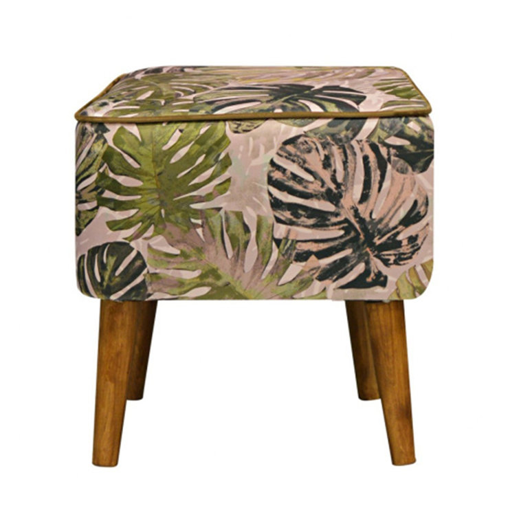 Bay Isle Home Kontea 40cm Wide Square Floral Footstool Ottoman ...