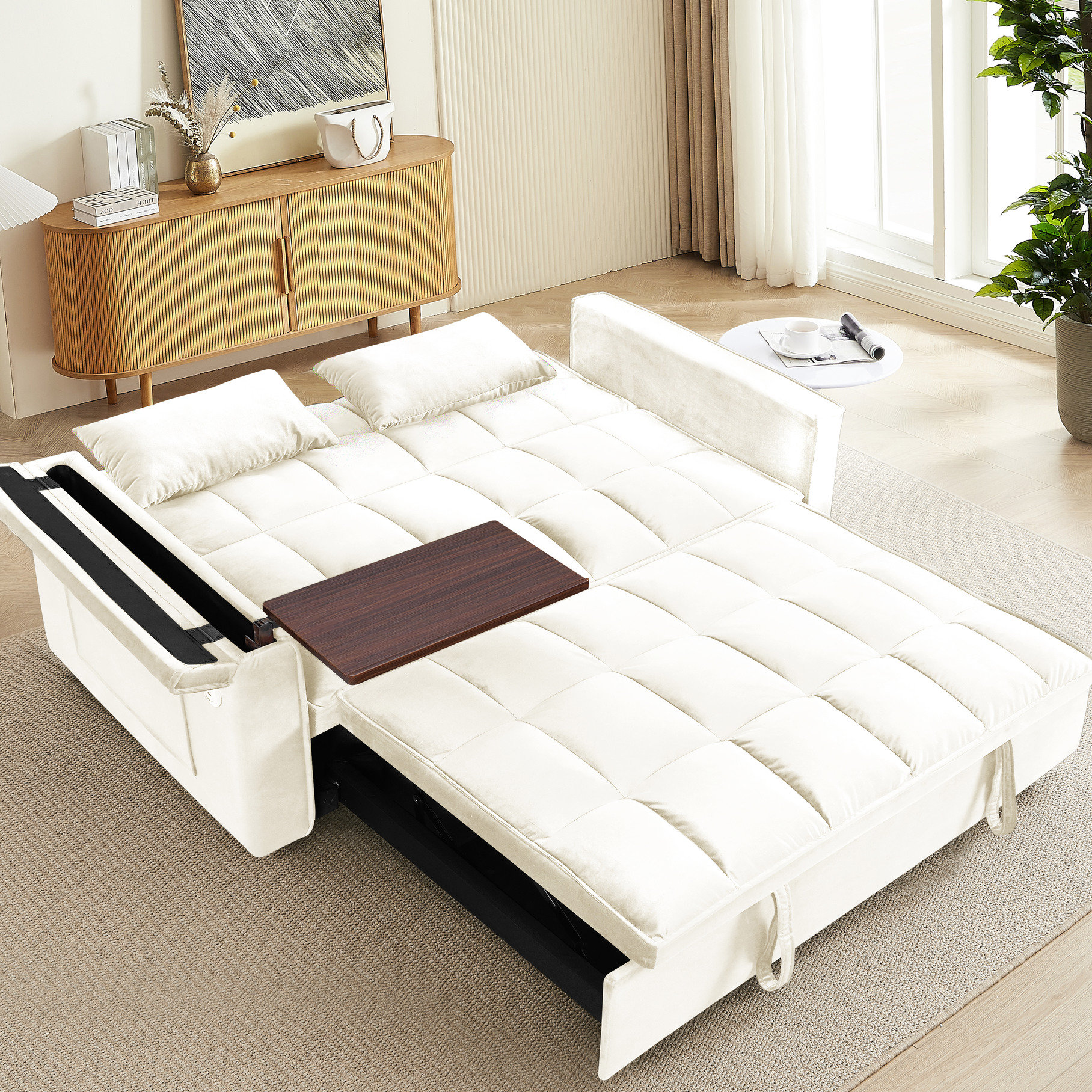 Latitude Run® 31 Bed In Velvet Fabric, Adjustable Back, Hidden Side ...