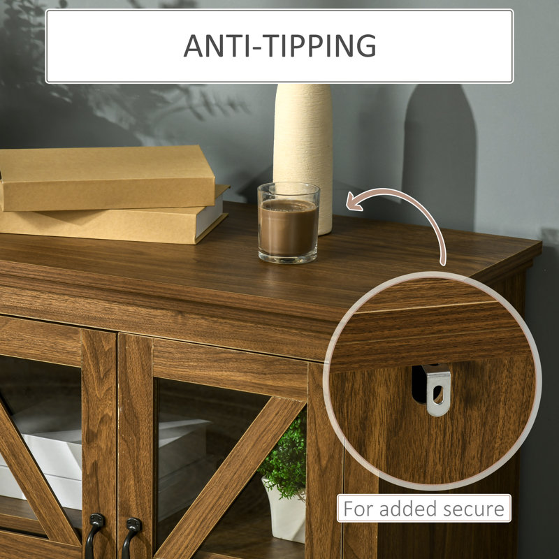 Rosalind Wheeler Rustic Kitchen Sideboard, Glass Door Buffet Cabinet ...