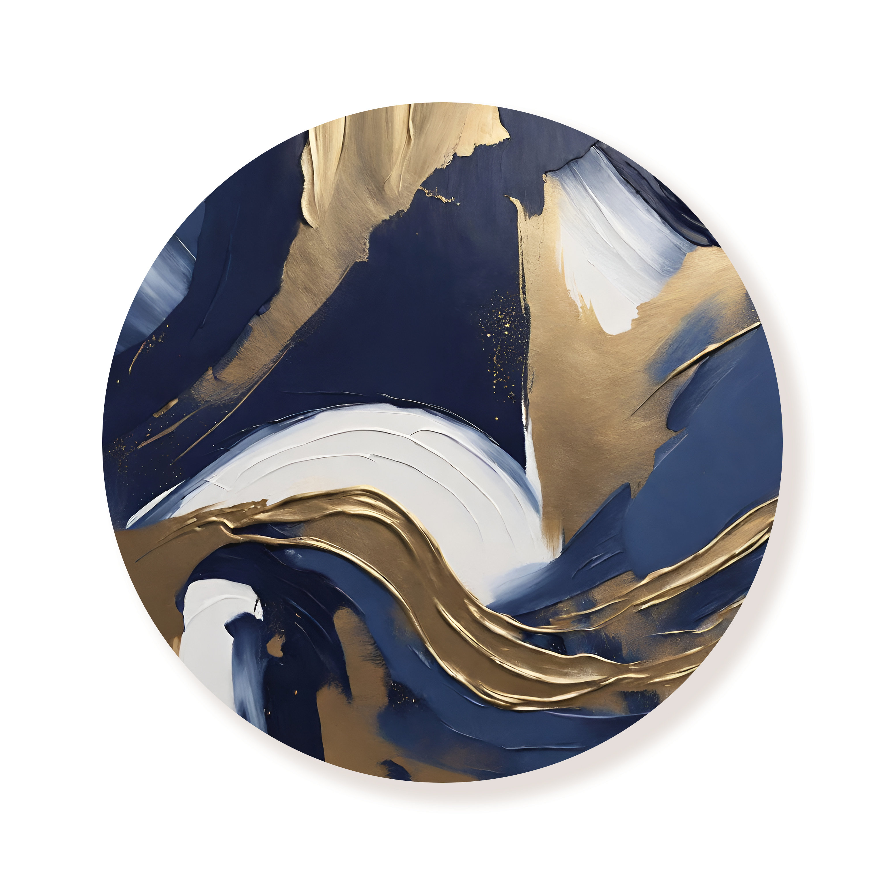 Wrought Studio™ Navy Gold Abstract Circle | Wayfair