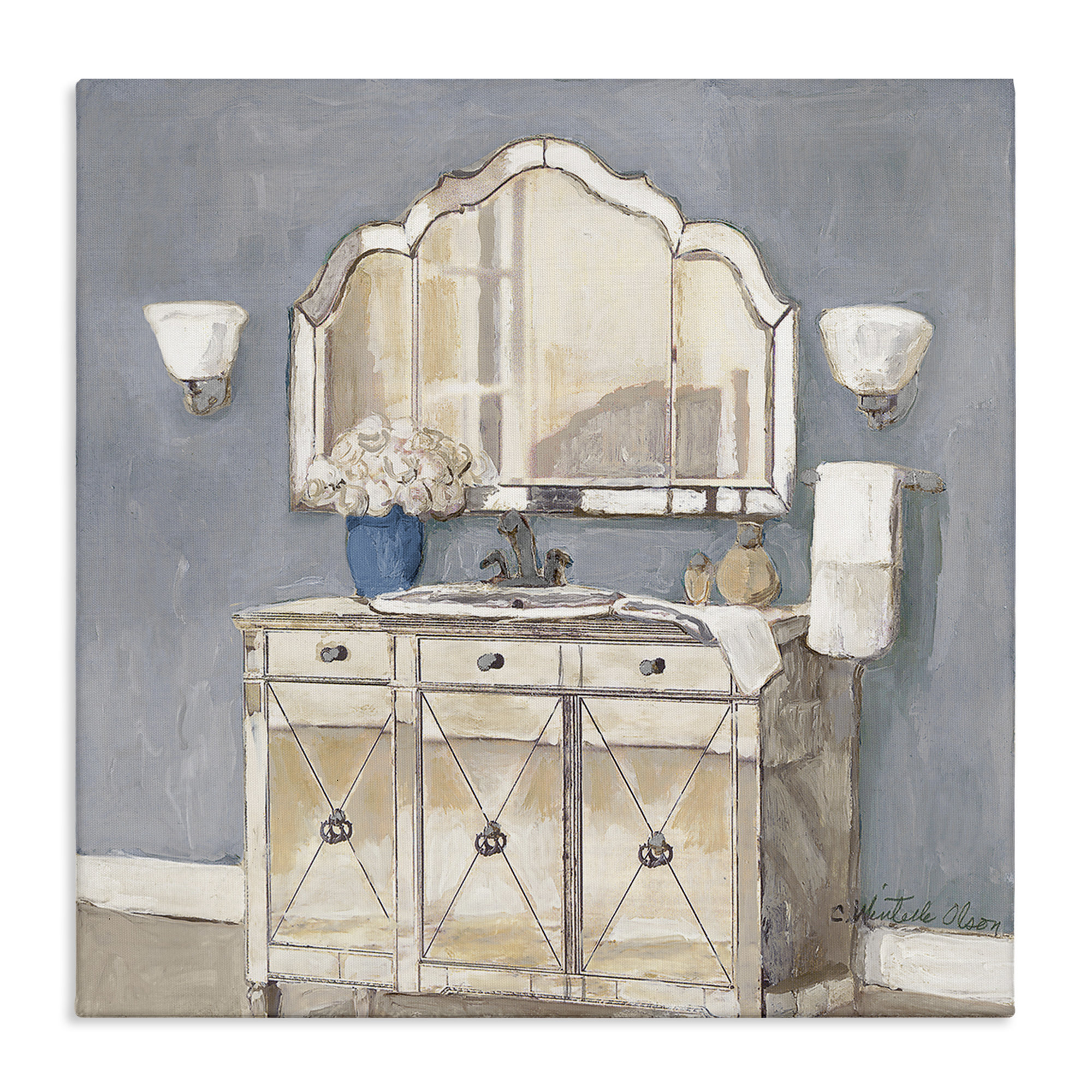 Highland Dunes Traditional Bathroom Sink & Mirror Canvas, design by ...