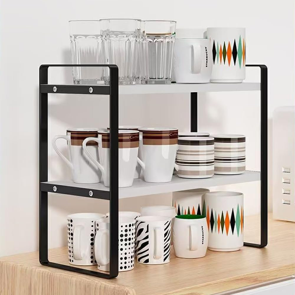 Latitude Run® 2-Tier Desktop Organizer Shelf, Multipurpose Wood Office ...