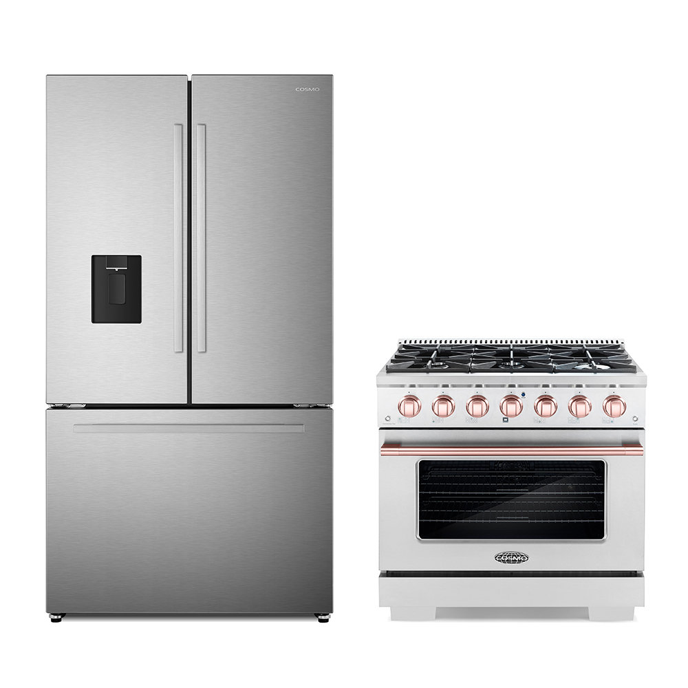 Cosmo 2 Piece Kitchen Package With 36" Freestanding Gas Range With ...