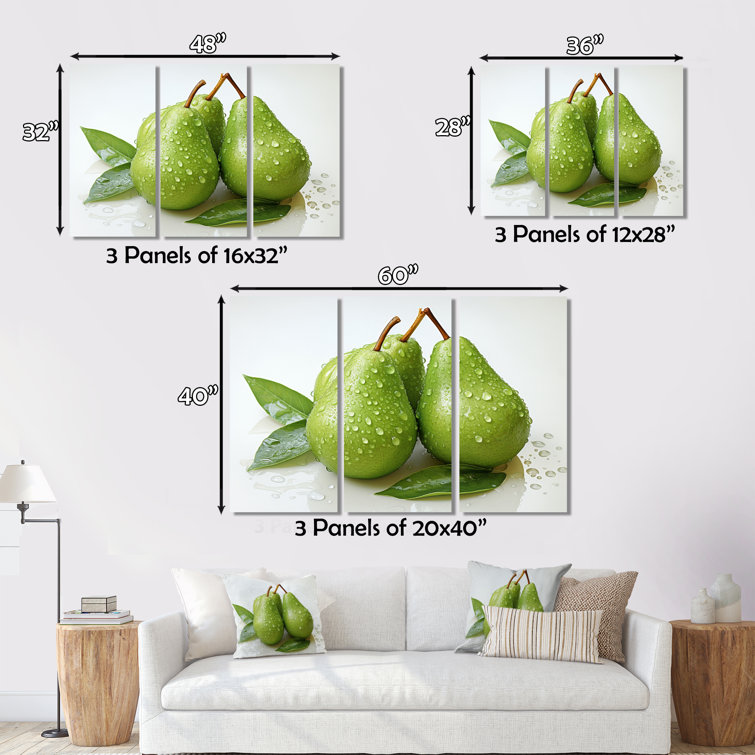 Latitude Run® Fruit Pear Green Pointillism I - Ensemble de décoration ...