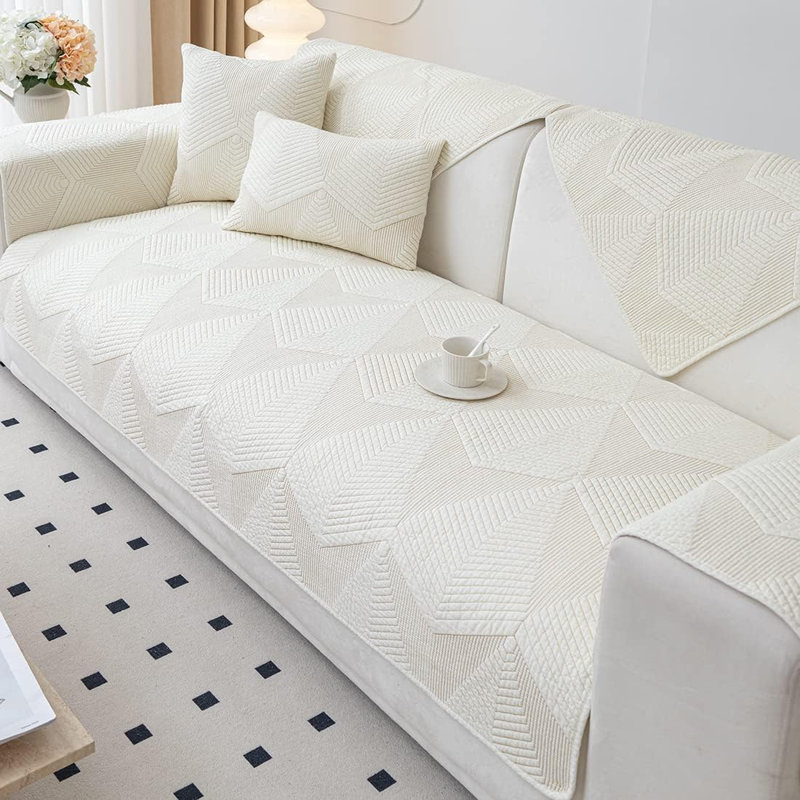 Latitude Run® Farmhouse Solid Color Embroidery Sofa Cover | Wayfair