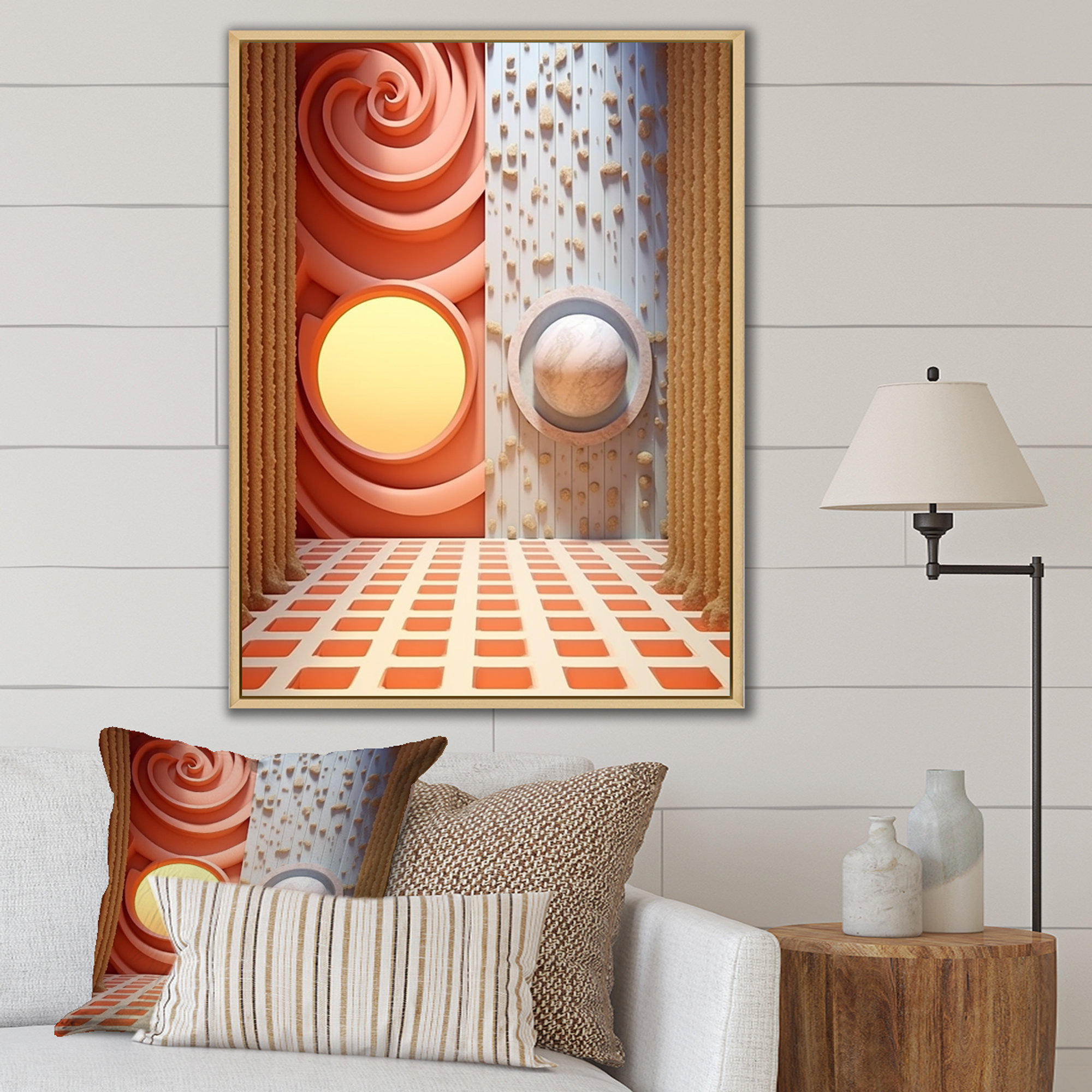 Wrought Studio™ Minmal Future Architecture Retro Pink White - Abstract ...