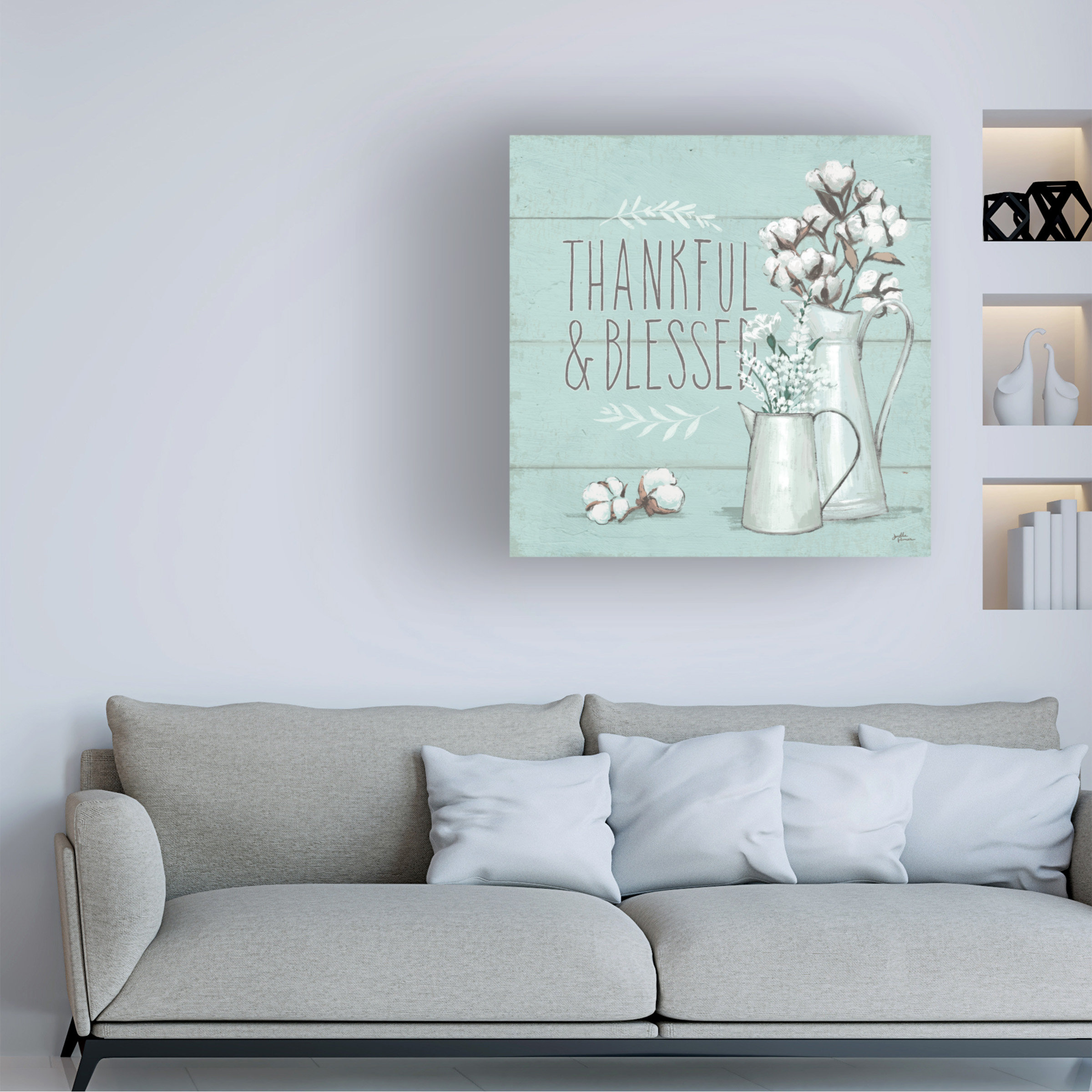 Rosalind Wheeler Janelle Penner 'Blessed V Mint' Canvas Art | Wayfair