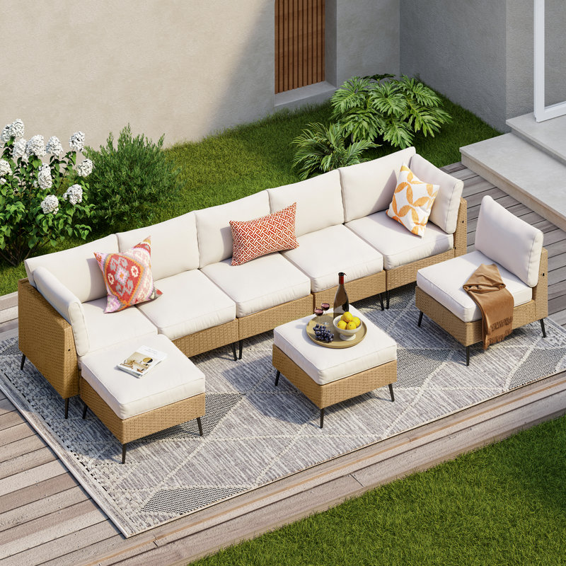 Hokku Designs Zahro 8 - Person Outdoor Sectional Seating Group with ...
