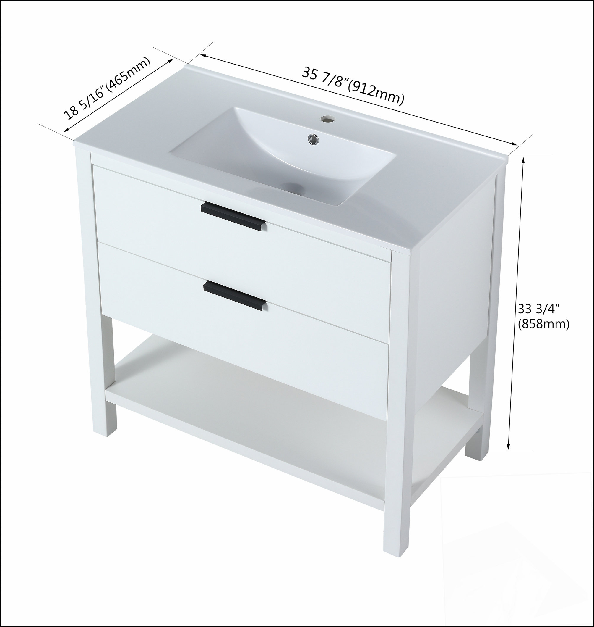 Ivy Bronx 36 Inch Bathroom Vanity Plywood With 2 Drawers,36x18 | Wayfair