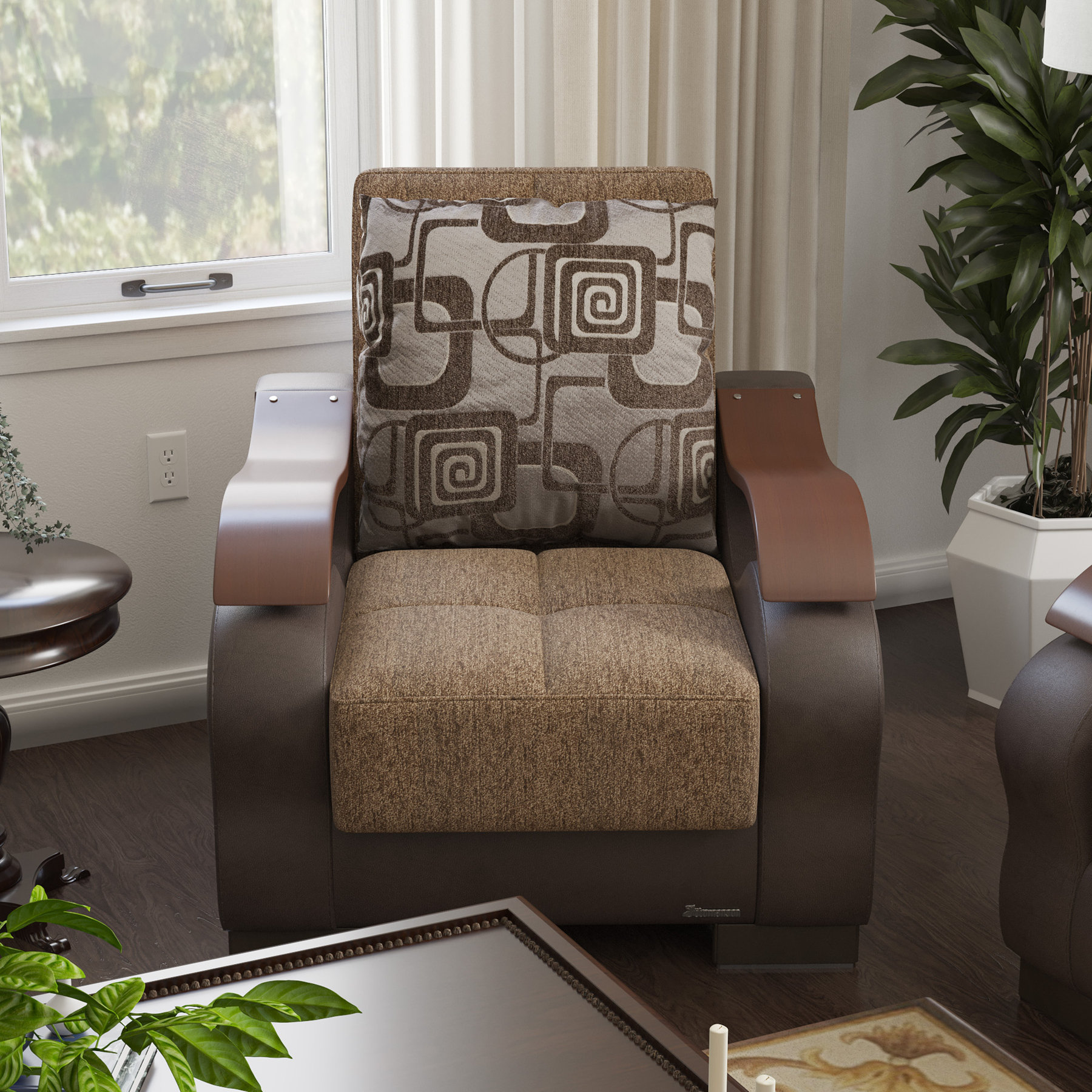 Wildon Home® Upholstered Convertible Armchair with Storage - Wayfair Canada