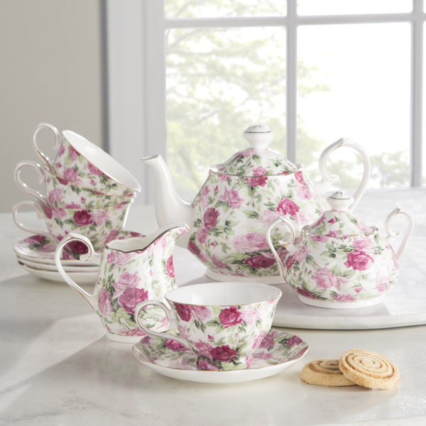Grace's Tea Ware 11 Piece Porcelain Rose Pink Tea Set & Reviews ...