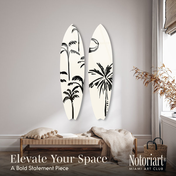 Notori Art Palm Minimalist Surfboard set Acrylic Coastal Wall Art by ...