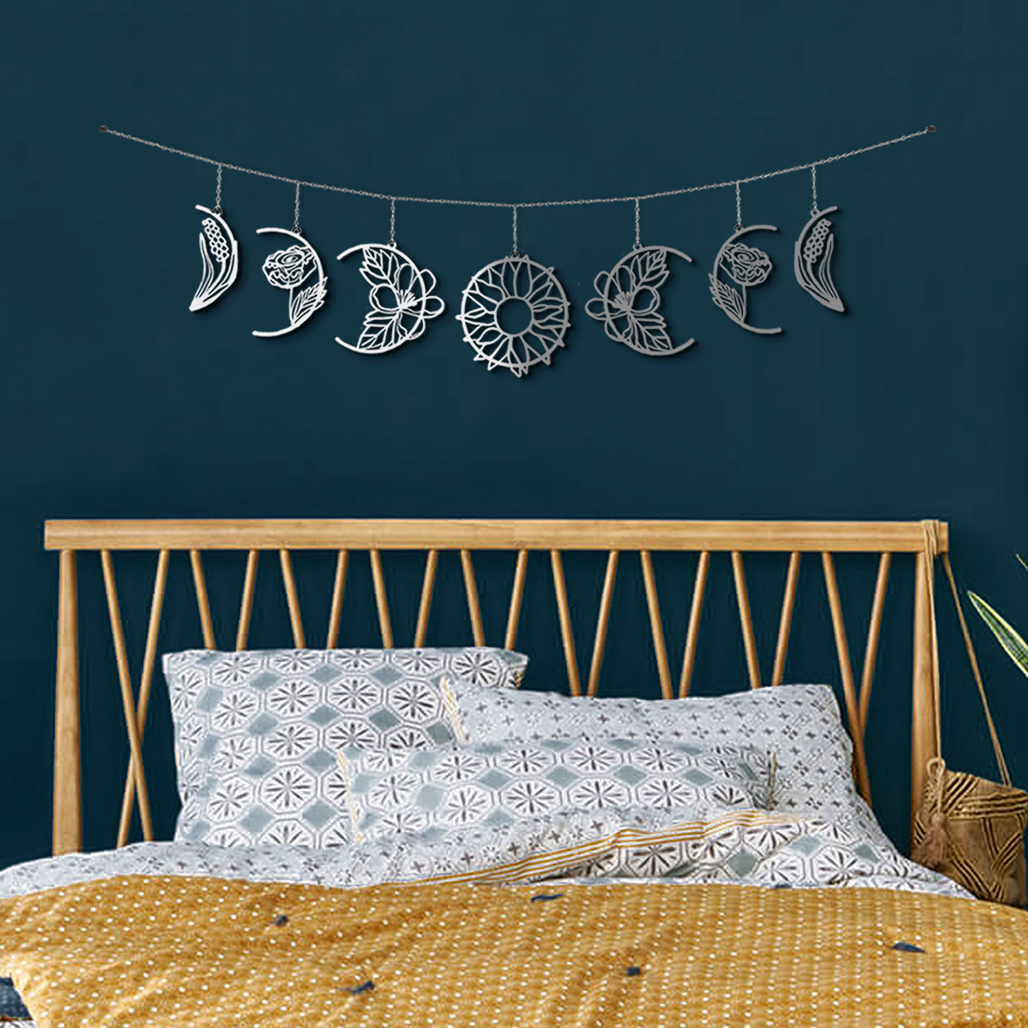 ARTEPERA Floral Moon Phases Metal Wall Decor | Wayfair