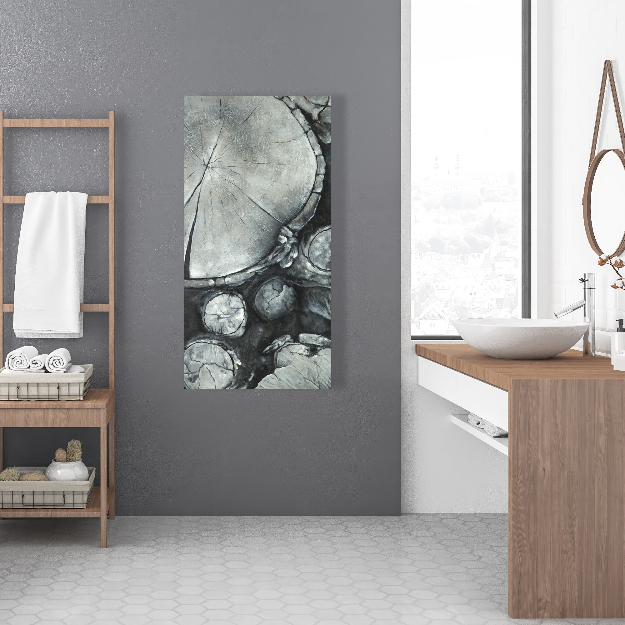 Lark Manor™ Textured Wooden Logs Canvas | Still Life Living Room Decor ...