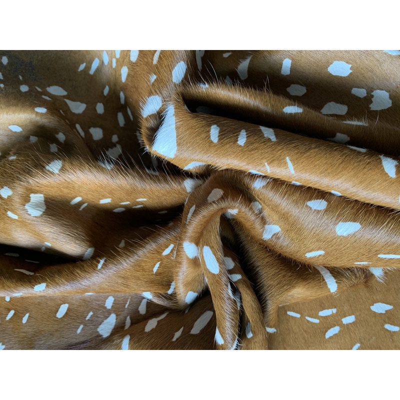 Cowhidesusa Handmade Axis Deer Print Cowhide Leather Medium Brown Rug ...