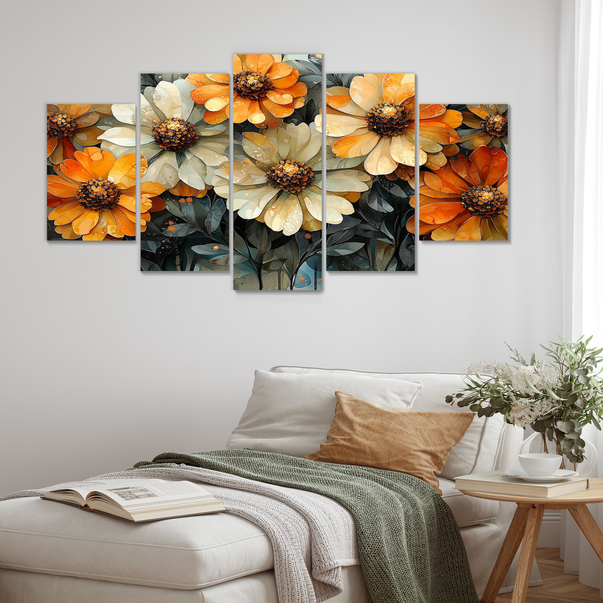 Winston Porter Golden Zinnias Flowers Geometric Beauty II - Zinnias ...