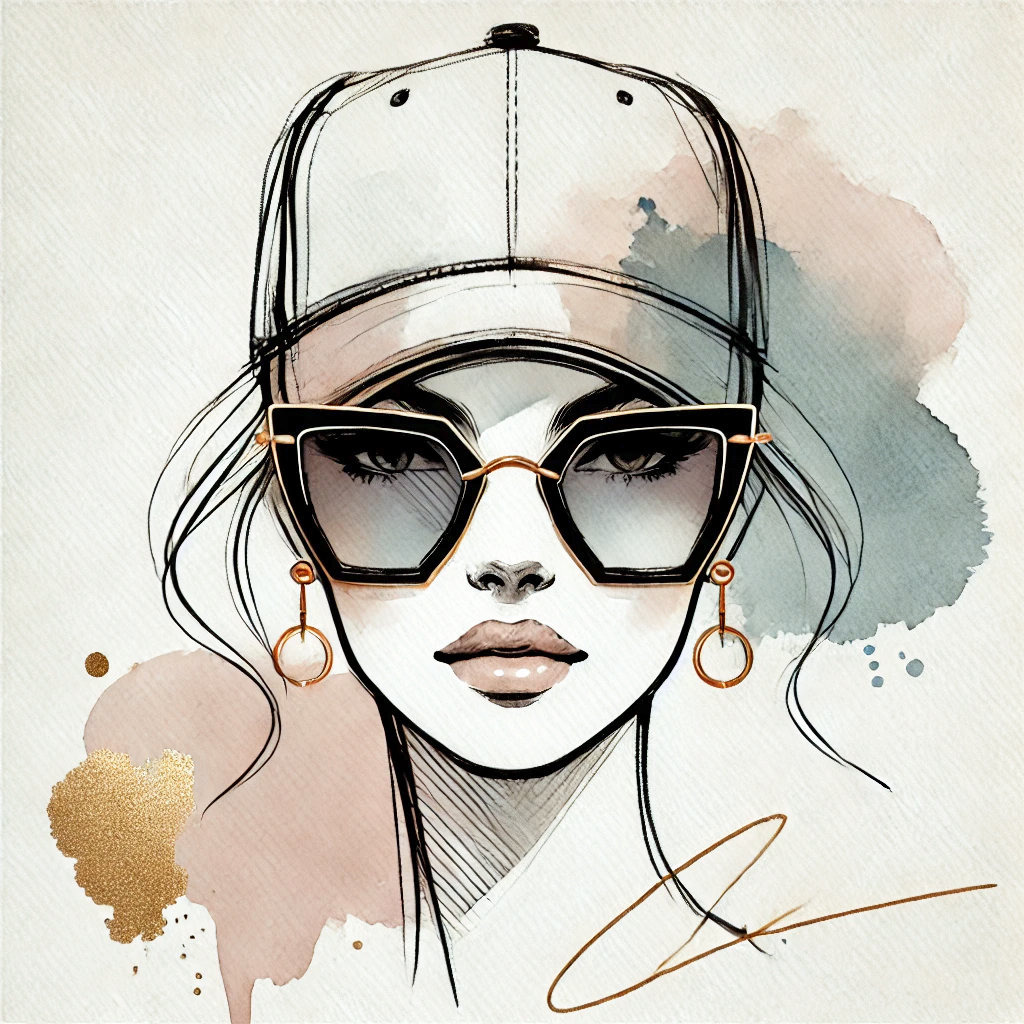 Mercer41 Edgy Portrait with Cap and Sunglasses - Wrapped Canvas Wall ...