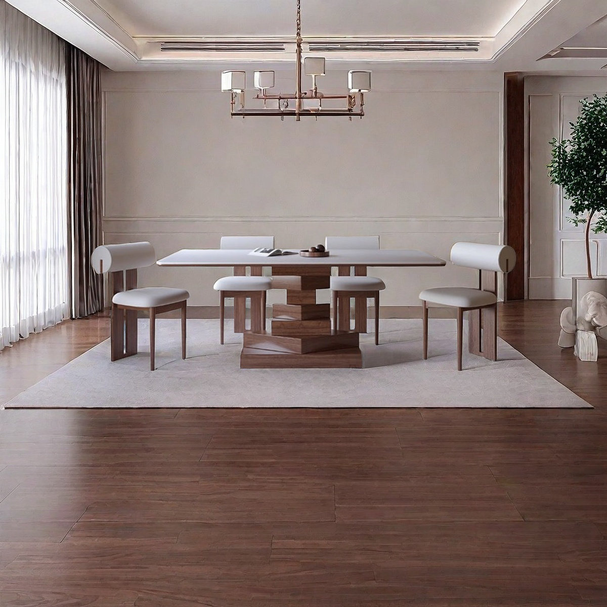 LJIA home Mid-Century Rectangular Wood Rock Table | Wayfair