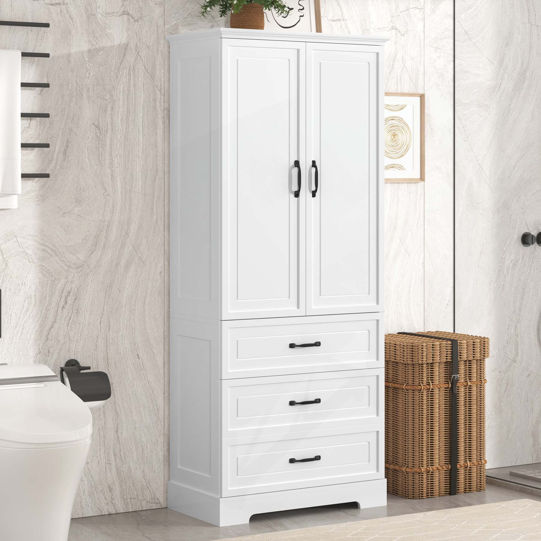 Red Barrel Studio® Versatile Tall Bathroom Cabinet with Ample Storage ...