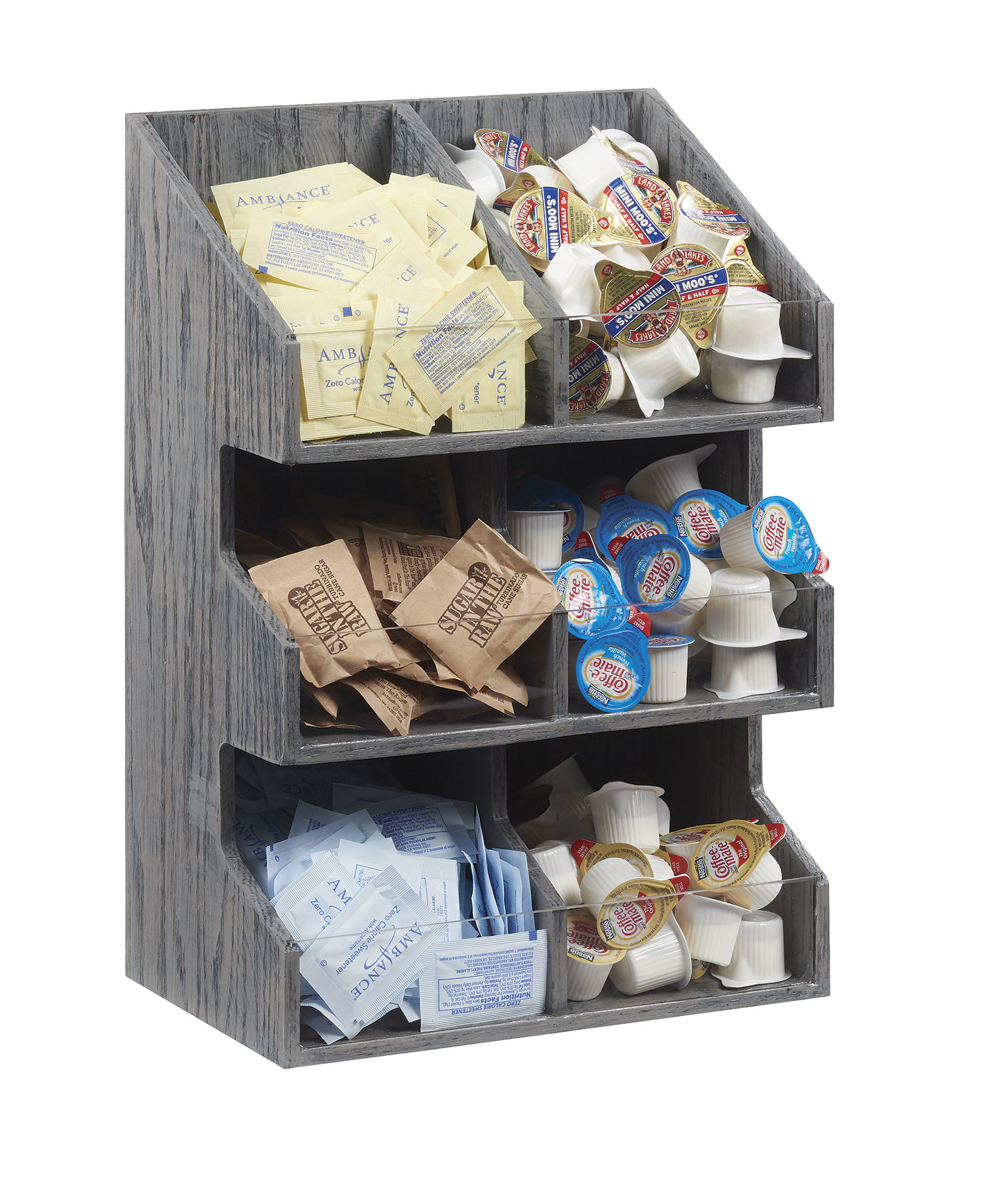 Cal-Mil Ashwood 3 Tier, 6 Bin Condiment Display with Clear Bin Face ...