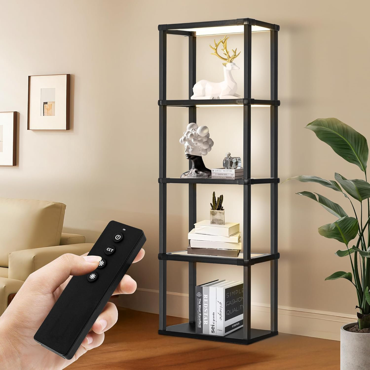 Orren Ellis Lampe sur pied à DEL à intensité variable avec tablettes, 3 ...