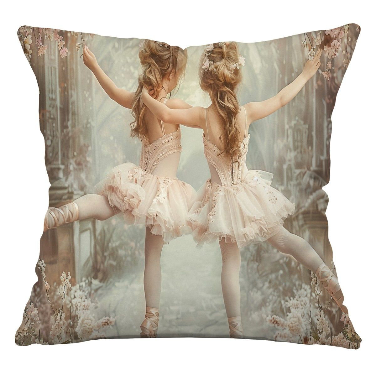 VisionDecor Ballet Dancers Throw Pillow, Performing Arts Cotton Twill ...