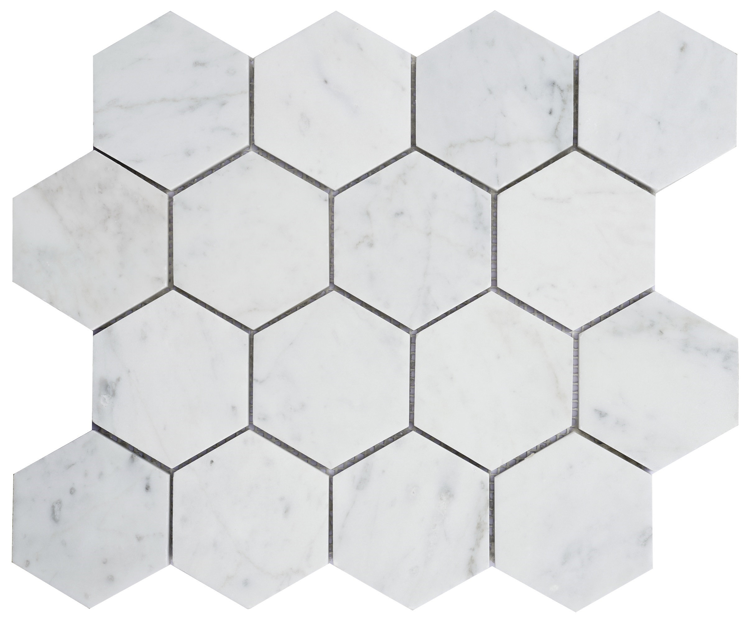 Simple Tile Thala 3" x 3'' Marble Honeycomb Mosaic Wall & Floor Tile ...