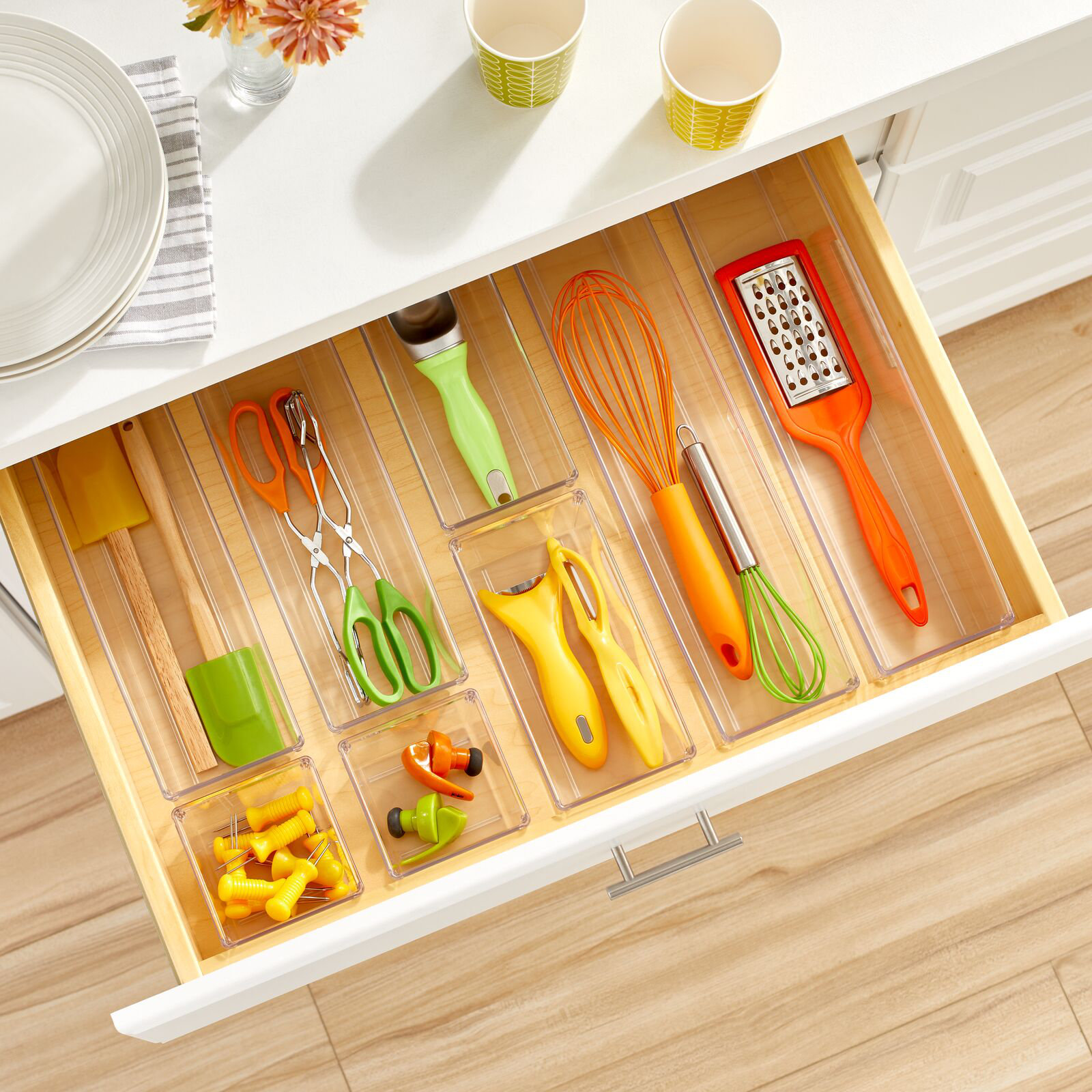 mDesign Plastic Stackable Kitchen Drawer Storage Organizer Tray - 2 ...