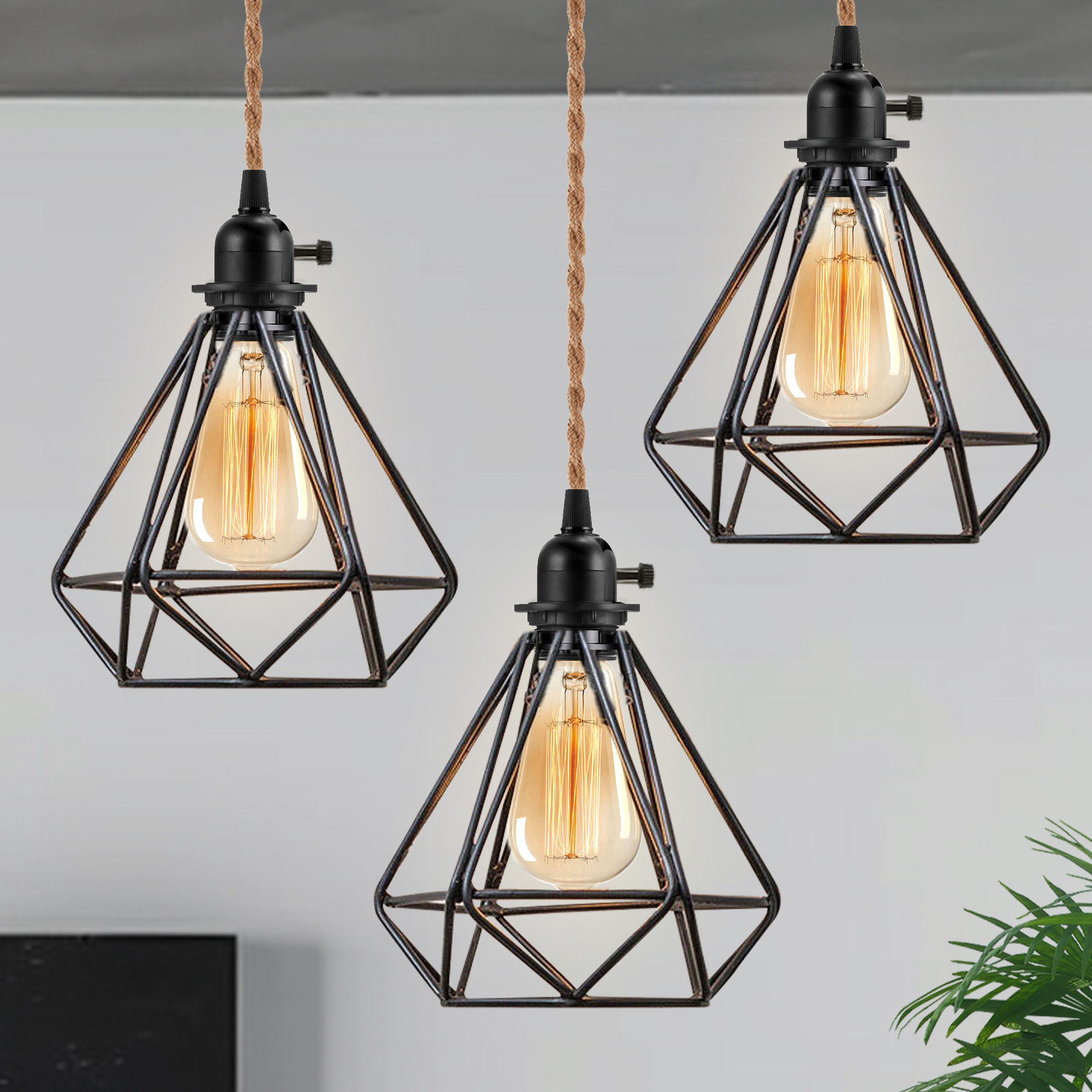 Longshore Tides 3-Light Cable DIYE 26/E27 Triple Pendant Light,Without ...
