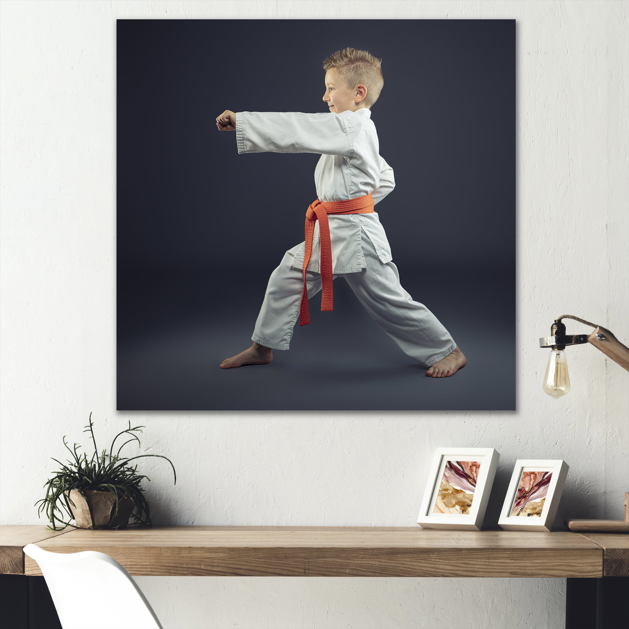 Ebern Designs Martial Arts Karate Child Orange Belt Training Studio ...