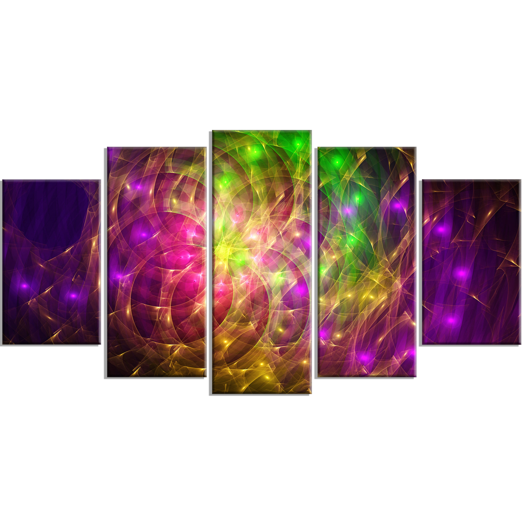 Design Art 'Purple Green Symphony of Colours' Graphic Art Print Multi ...