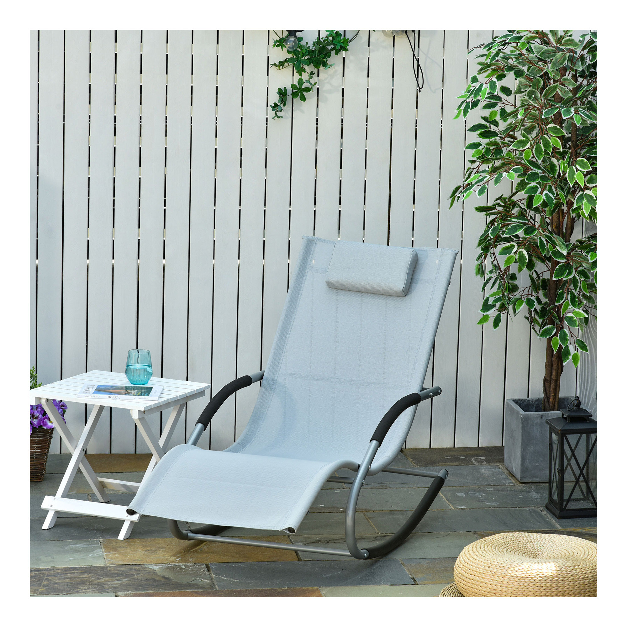 Wrought Studio Zero Gravity Rocking Chair Outdoor Chaise Lounge Chair Recliner Rocker With ...