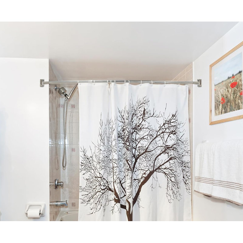 INFOOR Adjustable 42-74 Inch Curved Rust-Proof Stainless Steel Shower ...