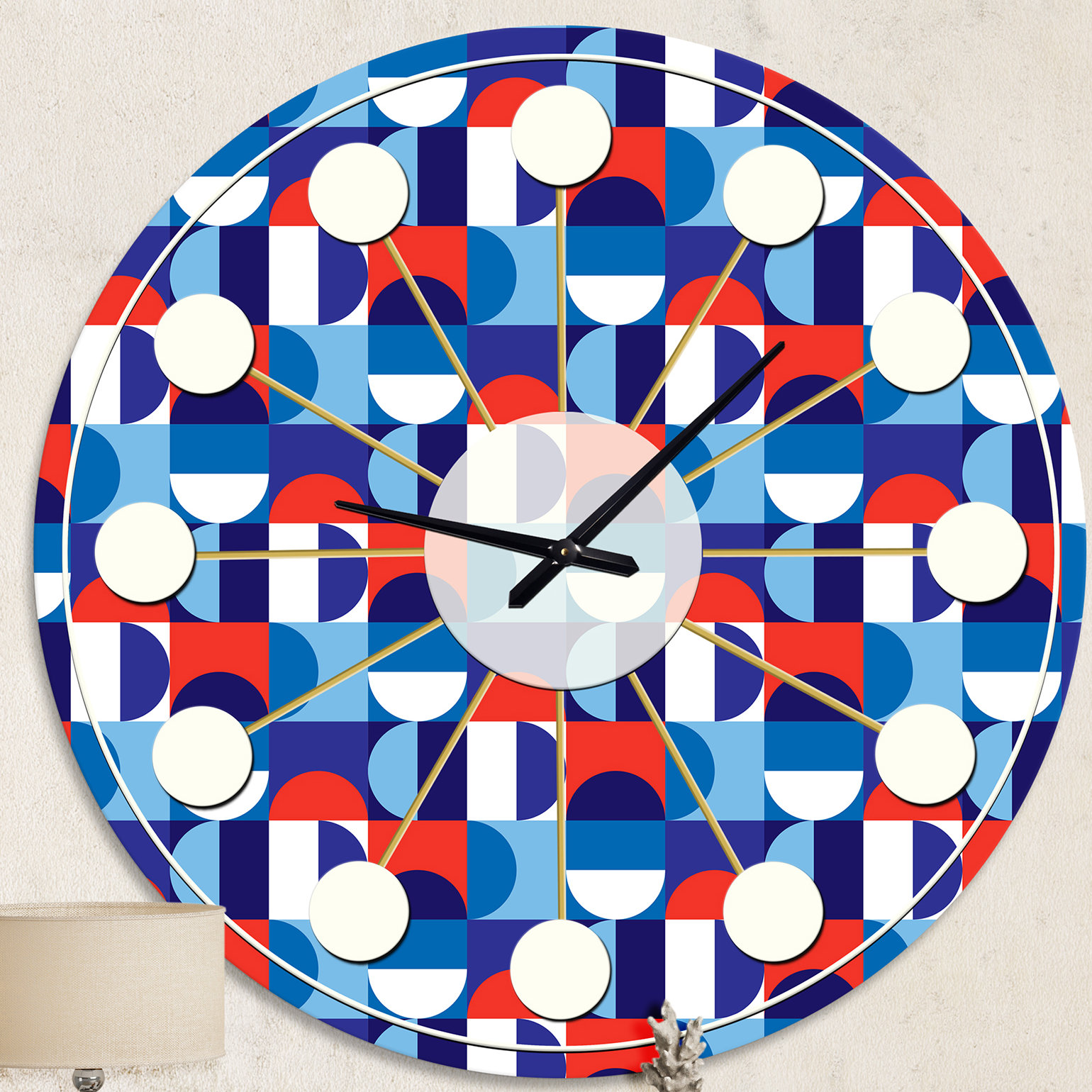 East Urban Home Blue, Red & White Polka Dots - Mid-Century Modern wall ...