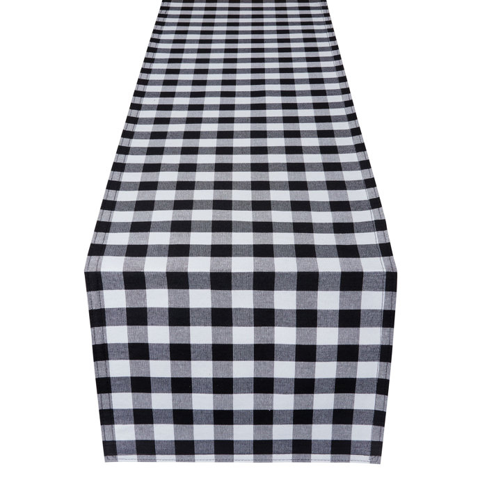 Rosalind Wheeler Linehan Rectangle Checkered Cotton Table Runner ...