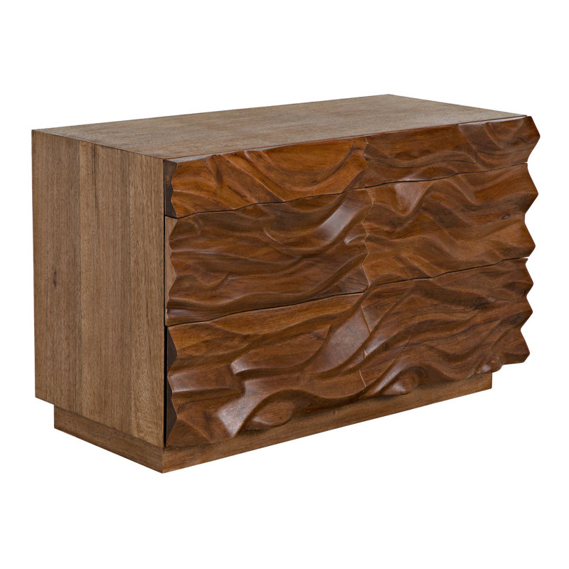 Noir Mirage 48" Wide 6 Drawer Walnut Solid Wood Sideboard | Wayfair