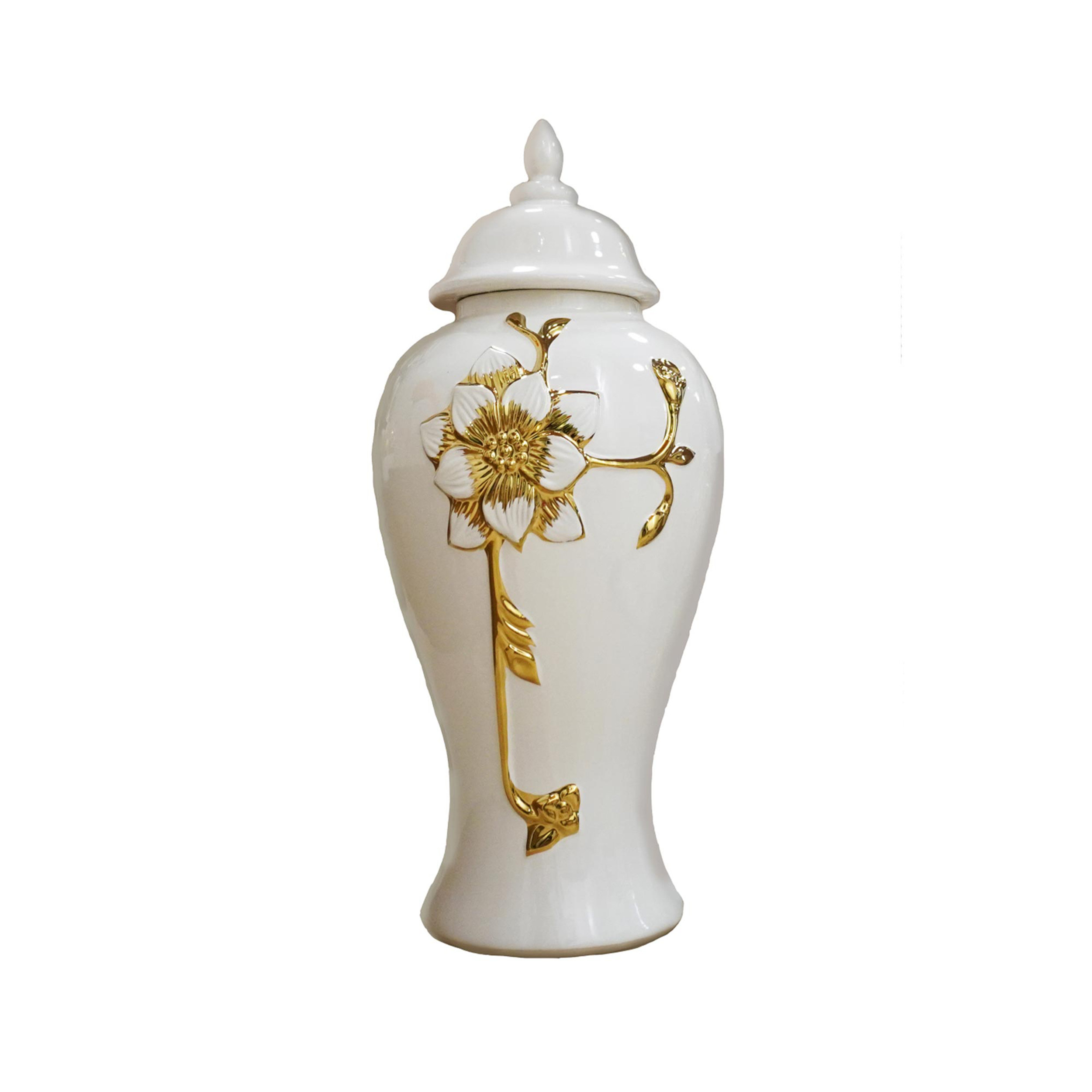 World Menagerie Ginger Jar with Intricate "Steam Gold" Floral Design ...