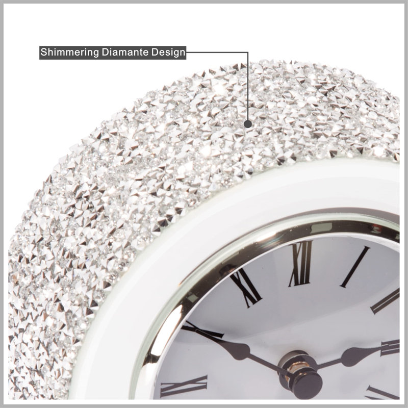 Mercer41 Crush Diamond Mirror Glass Mantle Clock | Wayfair