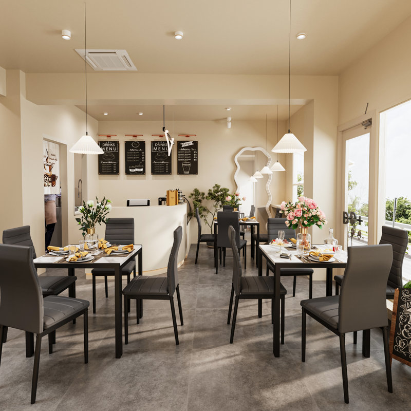 Ebern Designs Modern Style 3 Pieces Dining Table Set, Square Faux ...