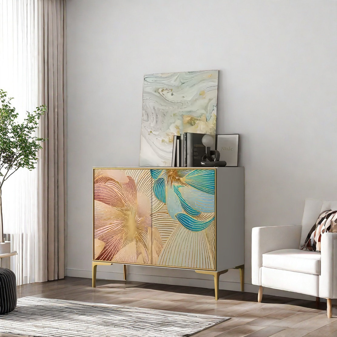 Vivid Space Creation Modern Minimalist Light Luxury Sideboard Cabinet ...