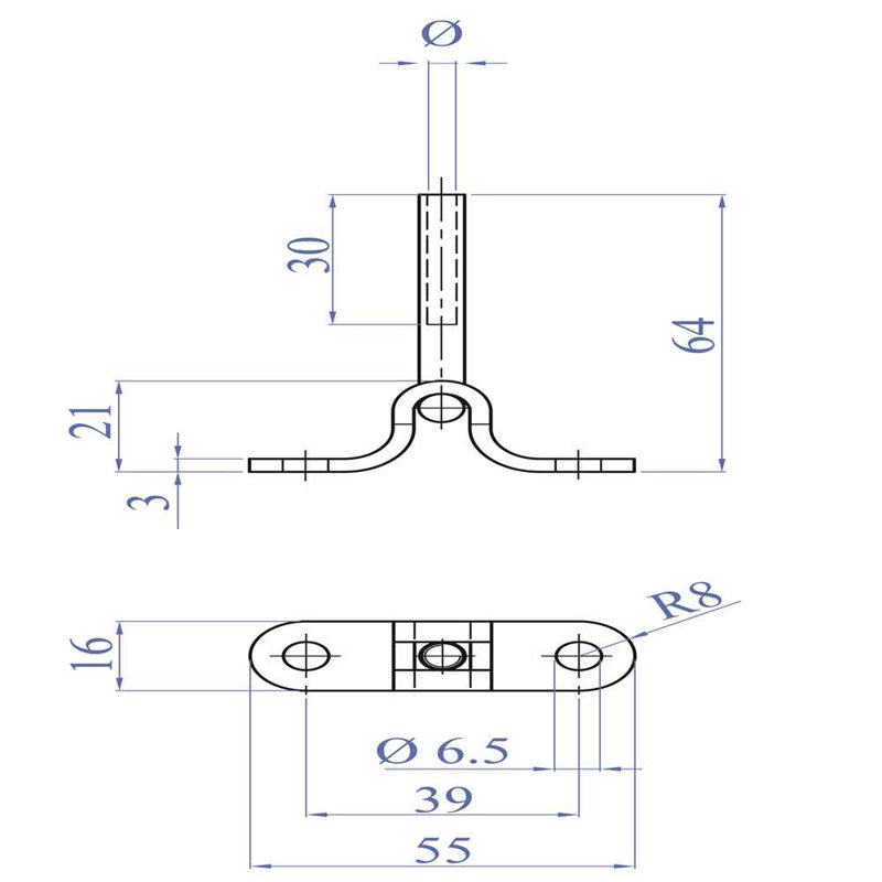 Indital 316 Stainless Steel Wire Cable Surface Mounted Pivotable Crimp ...