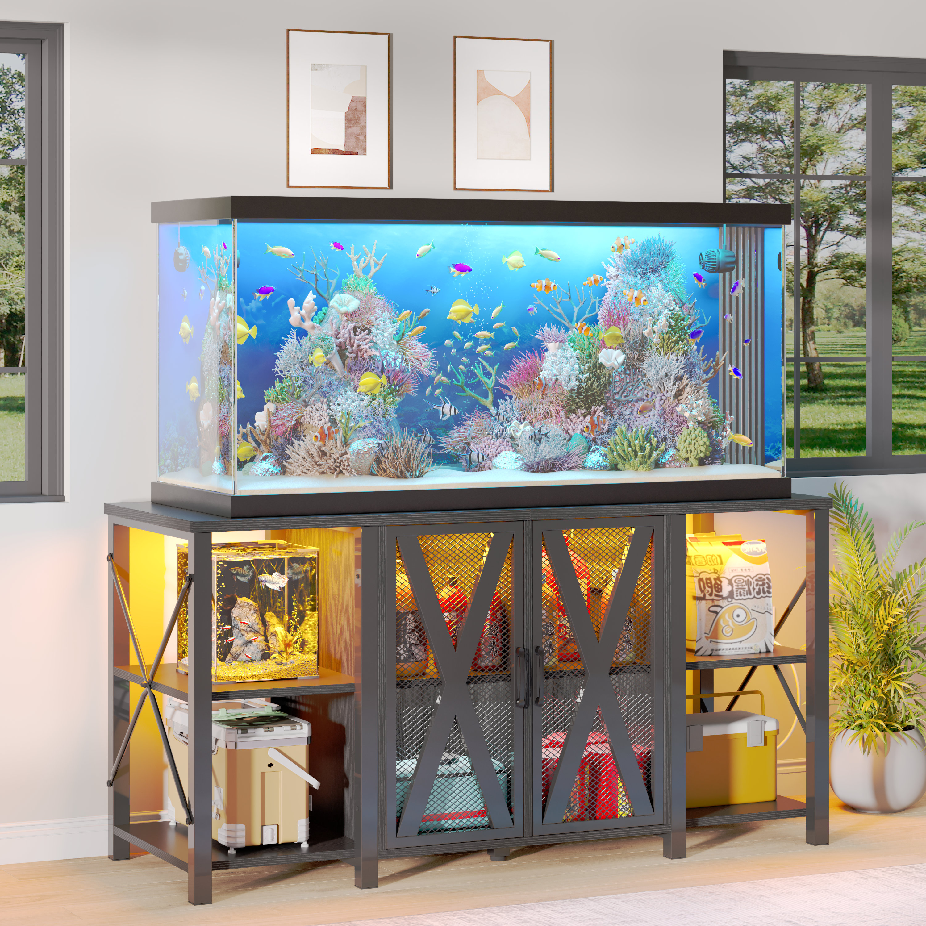 Tucker Murphy Pet™ Eunita 75-120 Gallon Aquarium Stand With Charging ...