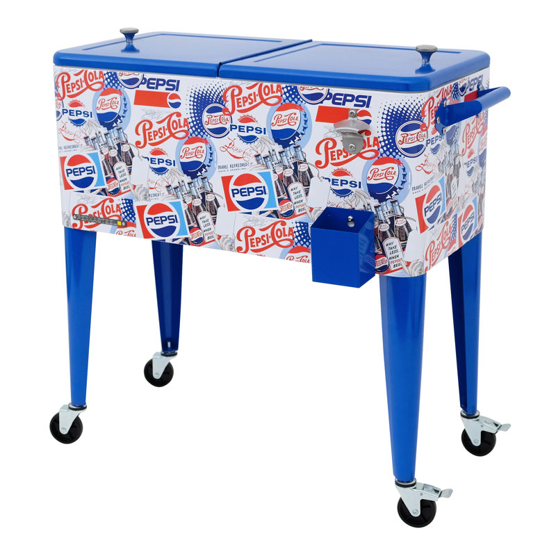 Permasteel Pepsi 80-Quart Classic Outdoor Patio Cooler on Wheels ...