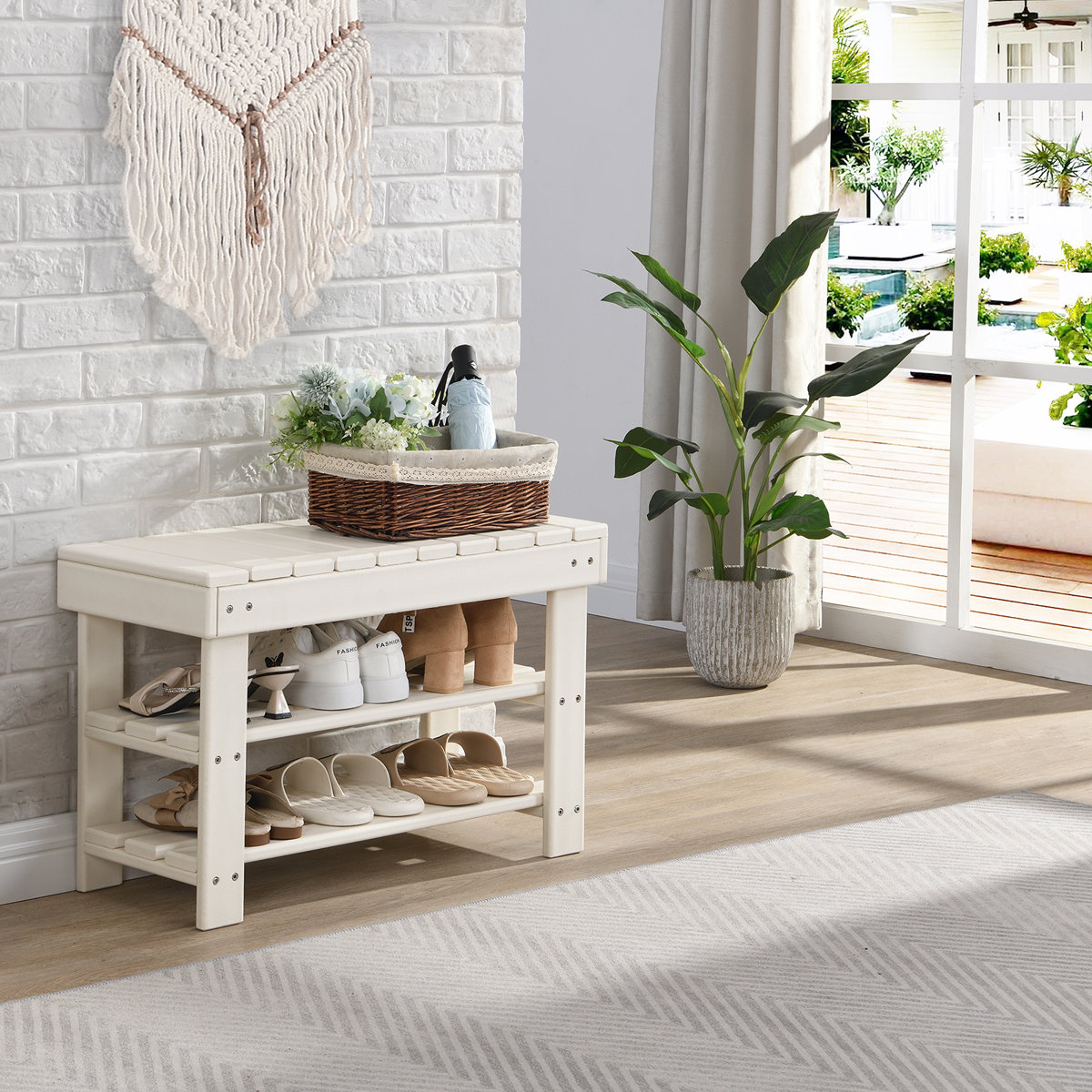 Ebern Designs Belem HDPE Storage Bench & Reviews | Wayfair