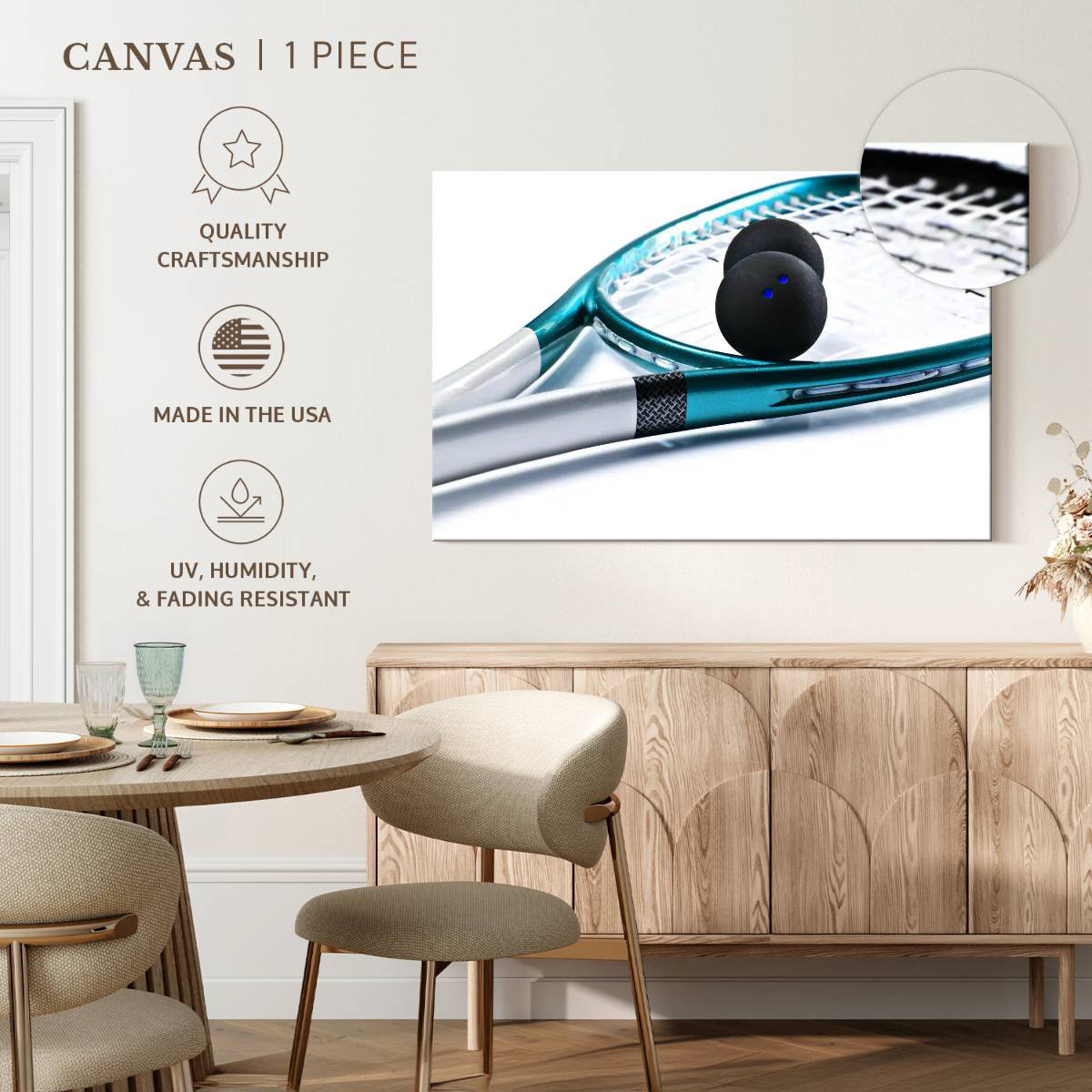 Ebern Designs Sireci Balls On Blue Squash Racket | Wayfair