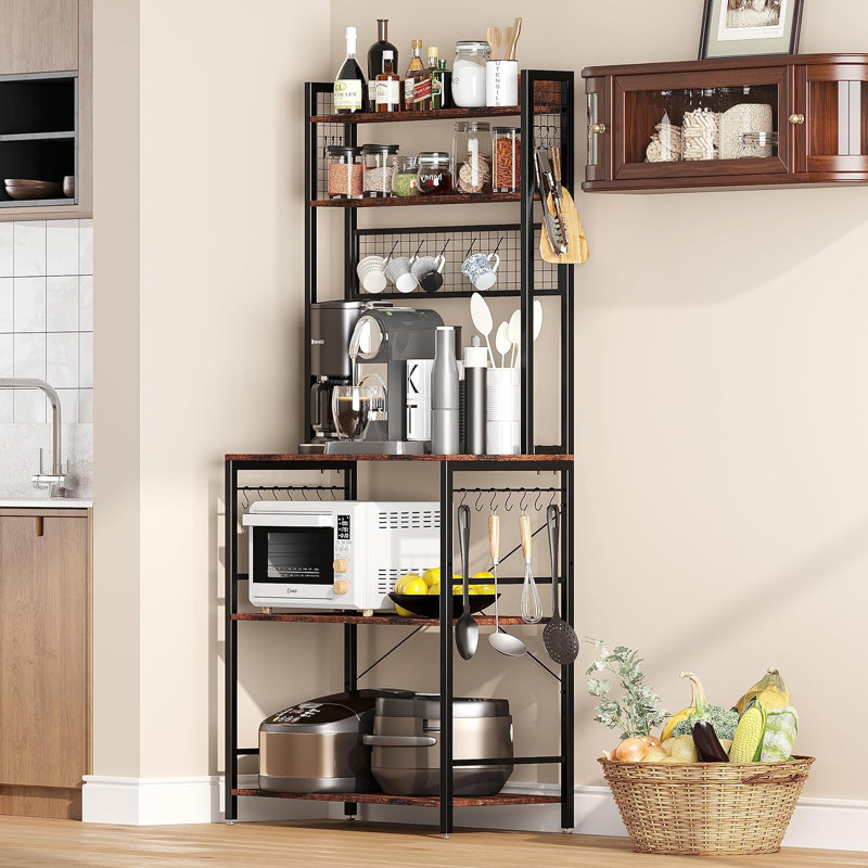 17 Stories Clematine 31.5'' Metal Corner Baker's Rack with Microwave ...